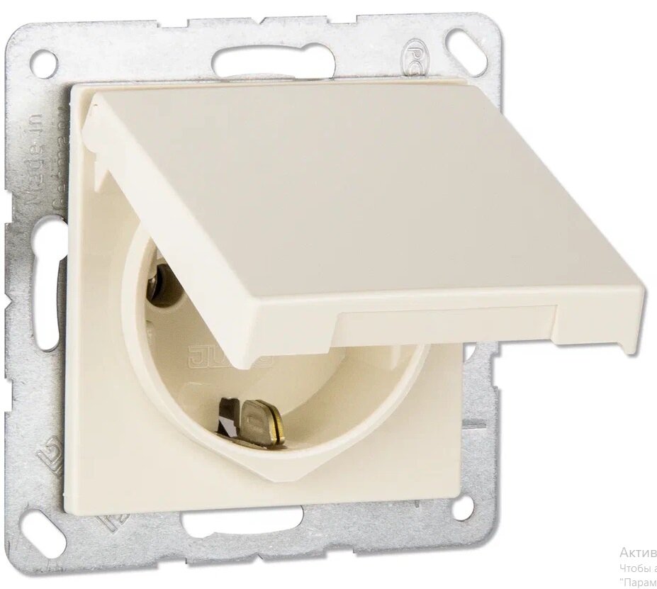 JUNG Розетка SCHUKO® с крышкой термопласт слоновая кость, EP1420KL