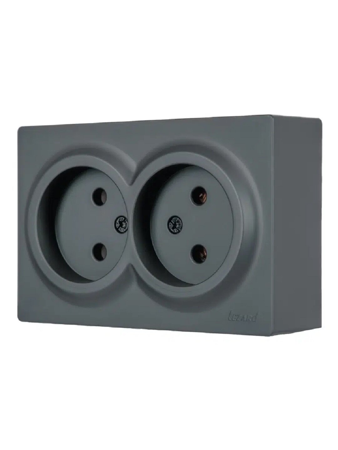 Розетка 2-местная LETO LEZARD без заземления закрытый корпус, графит