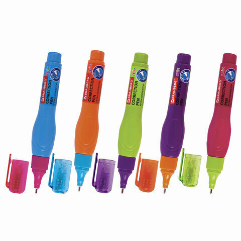 20 шт. Ручка-корректор BRAUBERG MIX, 9 мл, металлический наконечник, ассорти, 229075