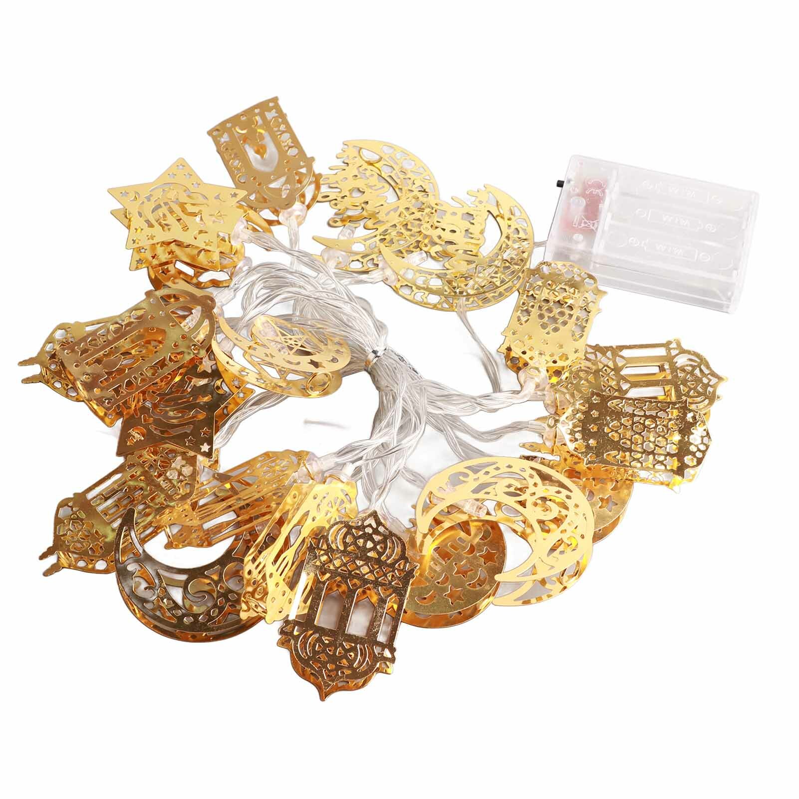 Гирлянда на батарейках «Луна и звезды» для Рамадана и Ид аль-Фитр, «Мубарак», светодиодная гирлянда для украшения дома к Рамадану.