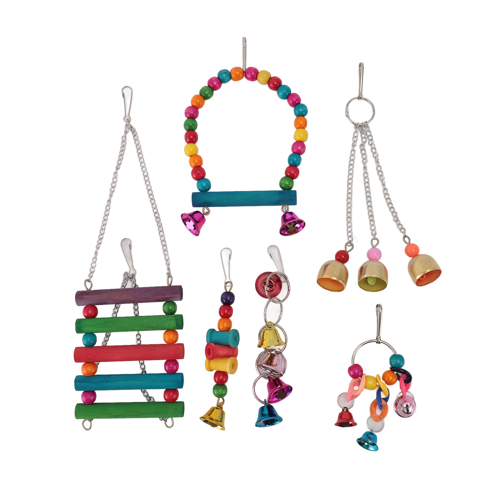 Набор игрушек для птиц, красочный жевательный попугай, качели, игрушки для окуня с колокольчиками для попугаев, корелл, неразлучников