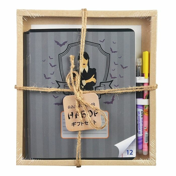 Канцелярский подарочный набор Centrum "Вэнсдэй", тетради 3 шт, ручка шариковая, ручка гелевая (74302)