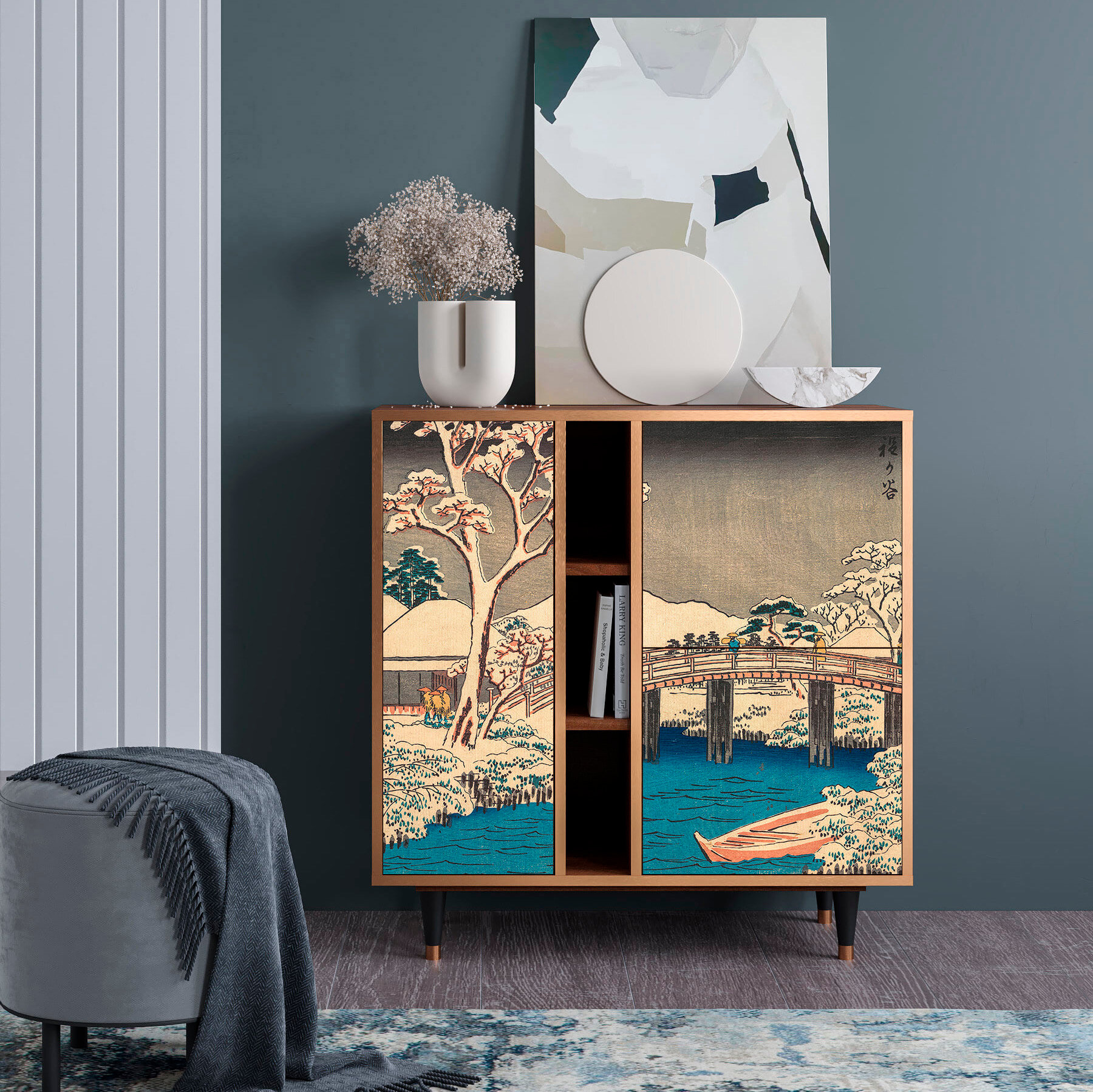 Комод - STORYZ - BS5 Katabira River by Utagawa Hiroshige, Размер - 94 x 96 x 41 см, Цвет корпуса - , Орех