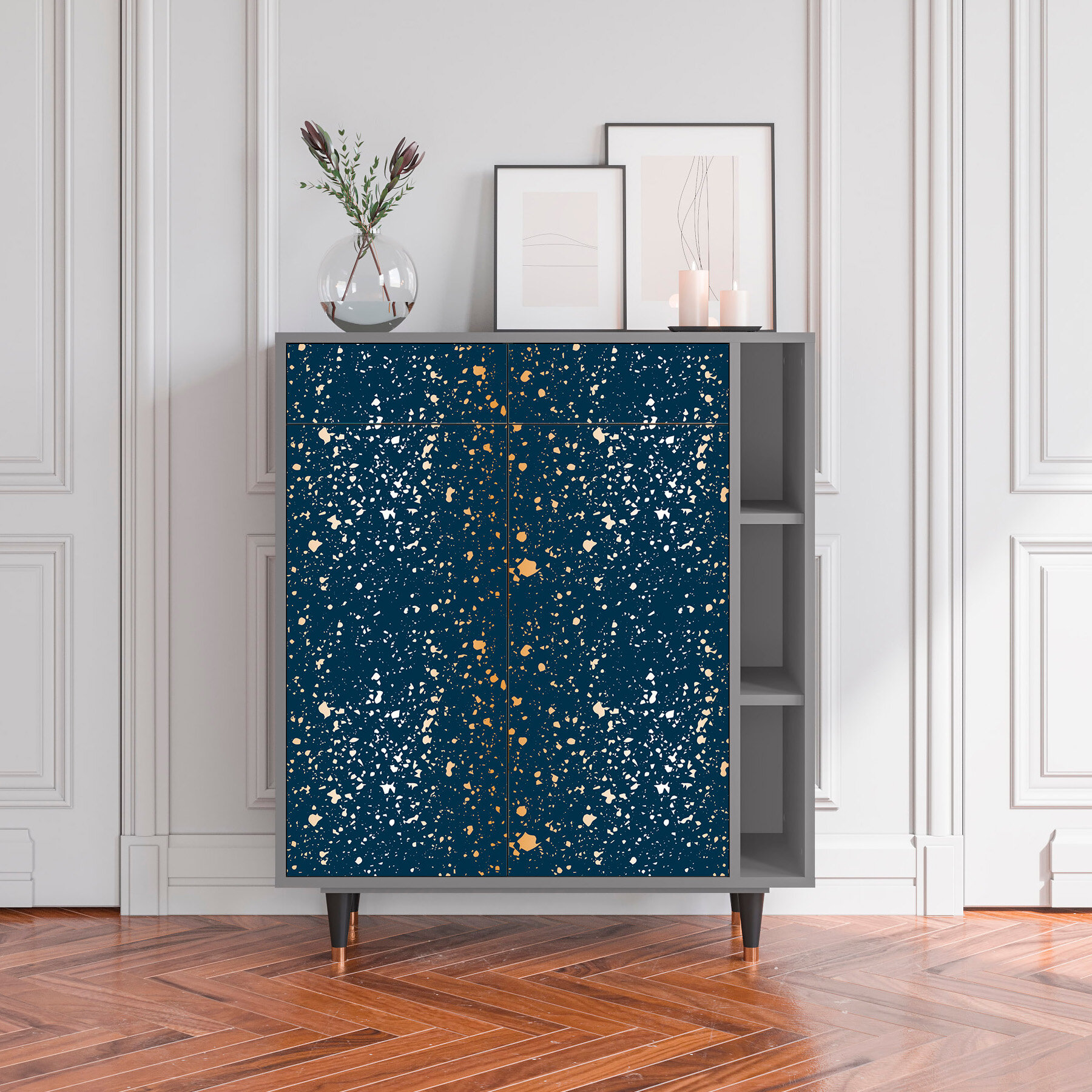 Комод - STORYZ - BS6 Starfall, Размер - 94 x 110 x 41 см, Цвет корпуса - , Серый