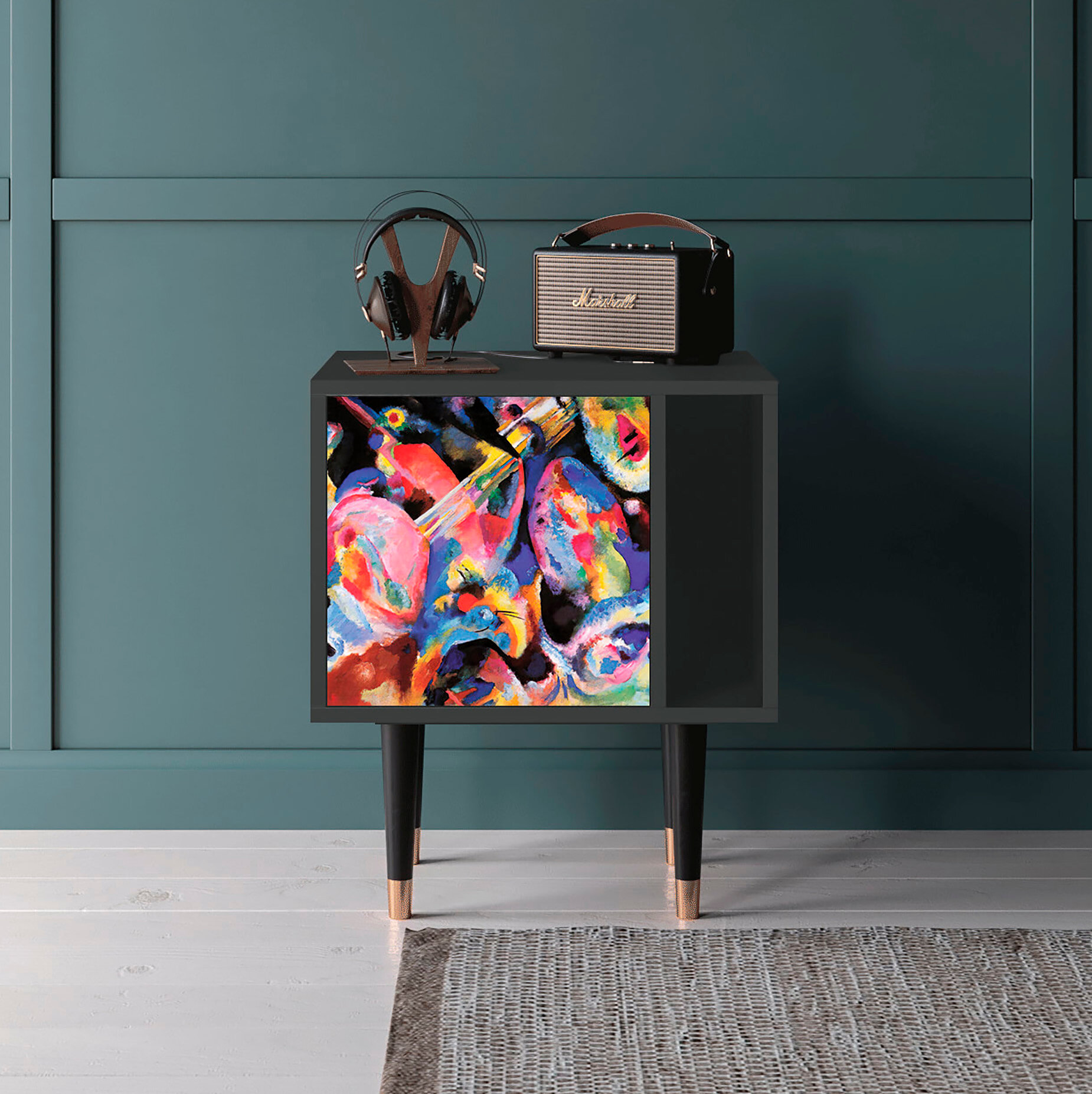 Прикроватная тумба - STORYZ - S2 Kandinsky, Размер - 58 x 69 x 48 см, Цвет - Антрацит