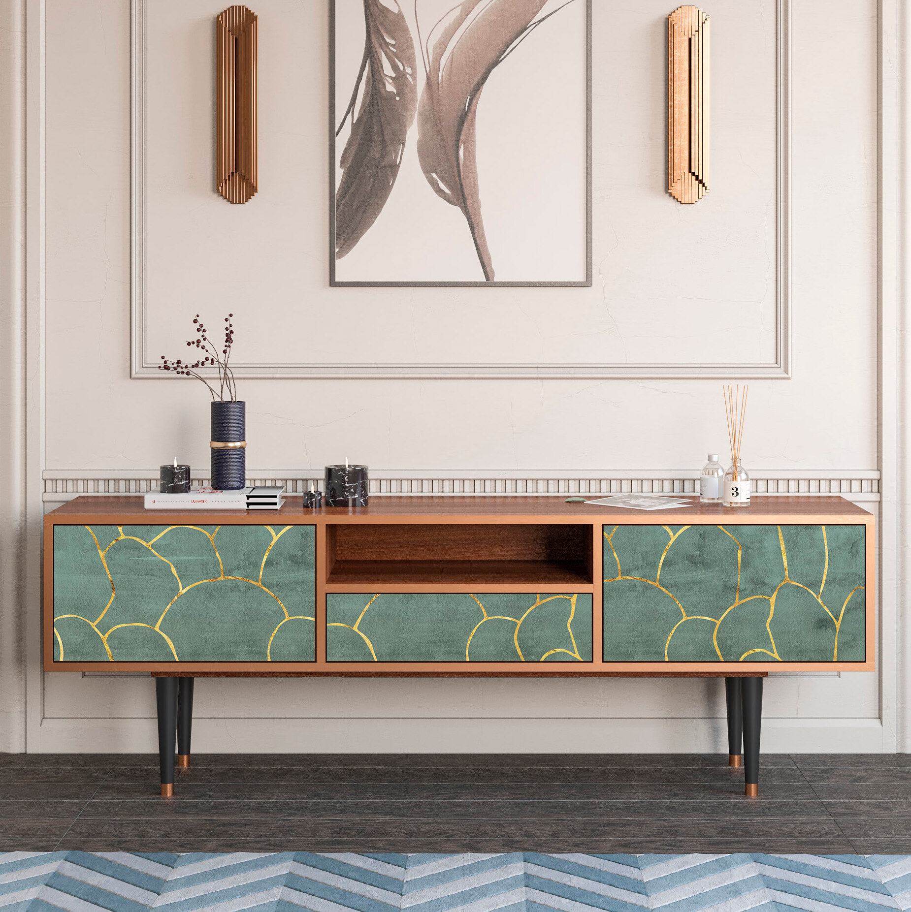 ТВ-Тумба - STORYZ - T6 Magnificent Water Lily, Размер - 170 x 69 x 41 см, Цвет корпуса - , Орех