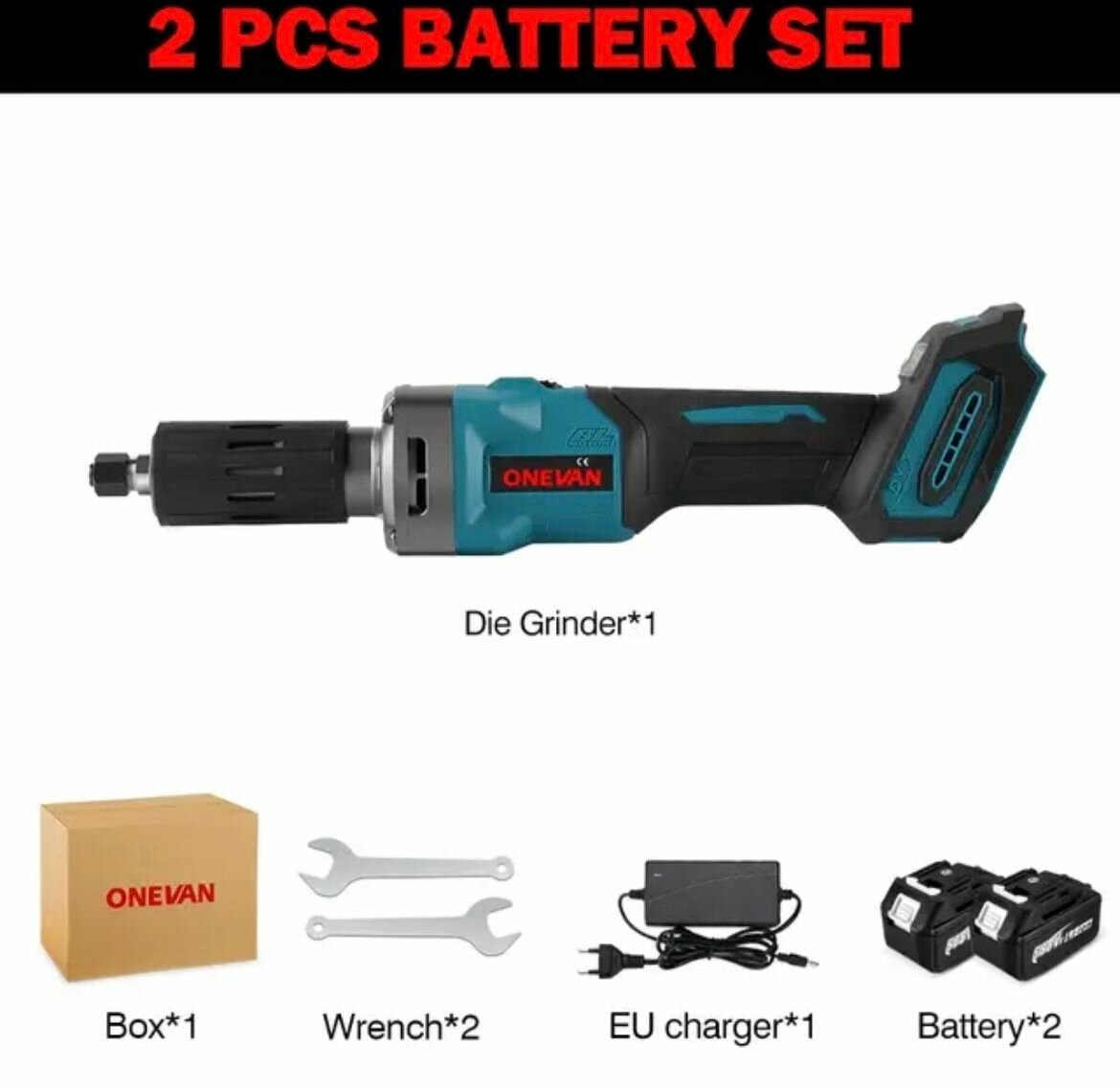 Бесщеточная Беспроводная шлифовальная машина 6 мм с переменной скоростью 2 АКБ и ЗУ