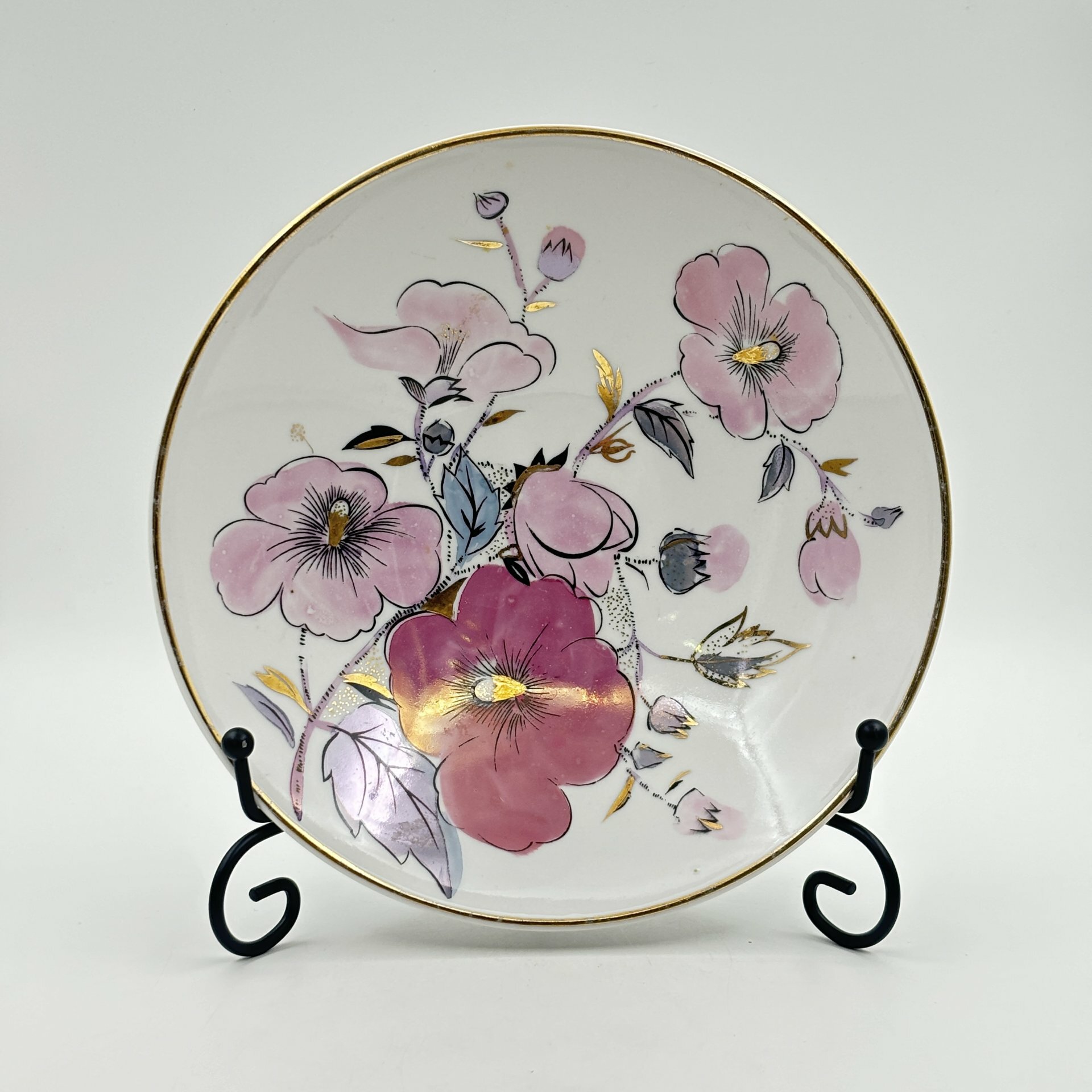 Сухарница (блюдо для десертов) "Розовая ветка", автор рисунка Л. К. Блак, фарфор