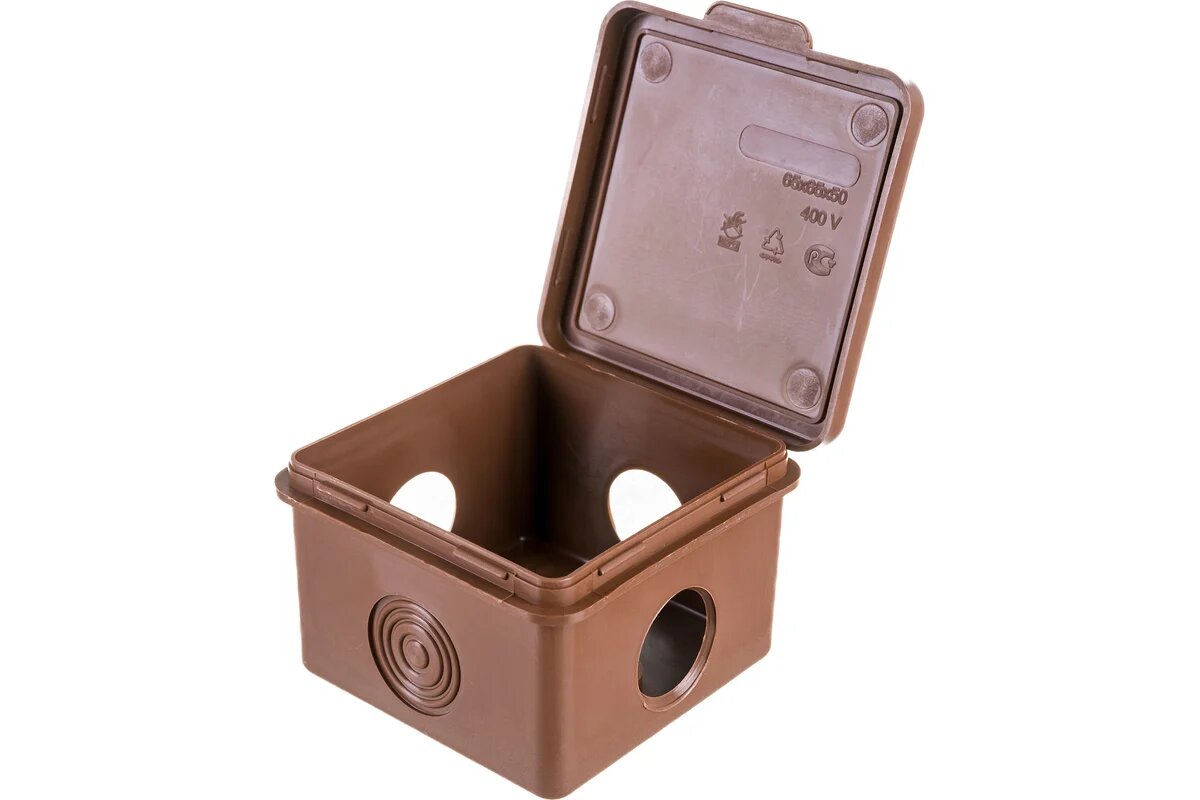 Урал ПАК распаечная коробка для открытой проводки 65x65x50 4 входа под темное дерево