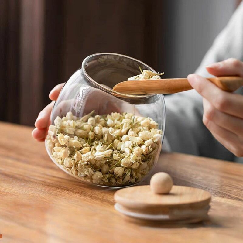 Стеклянная Бамбуковая Крышка конфеты контейнеры с крышками Хлопья Диспенсер Банки для хранения продуктов питания