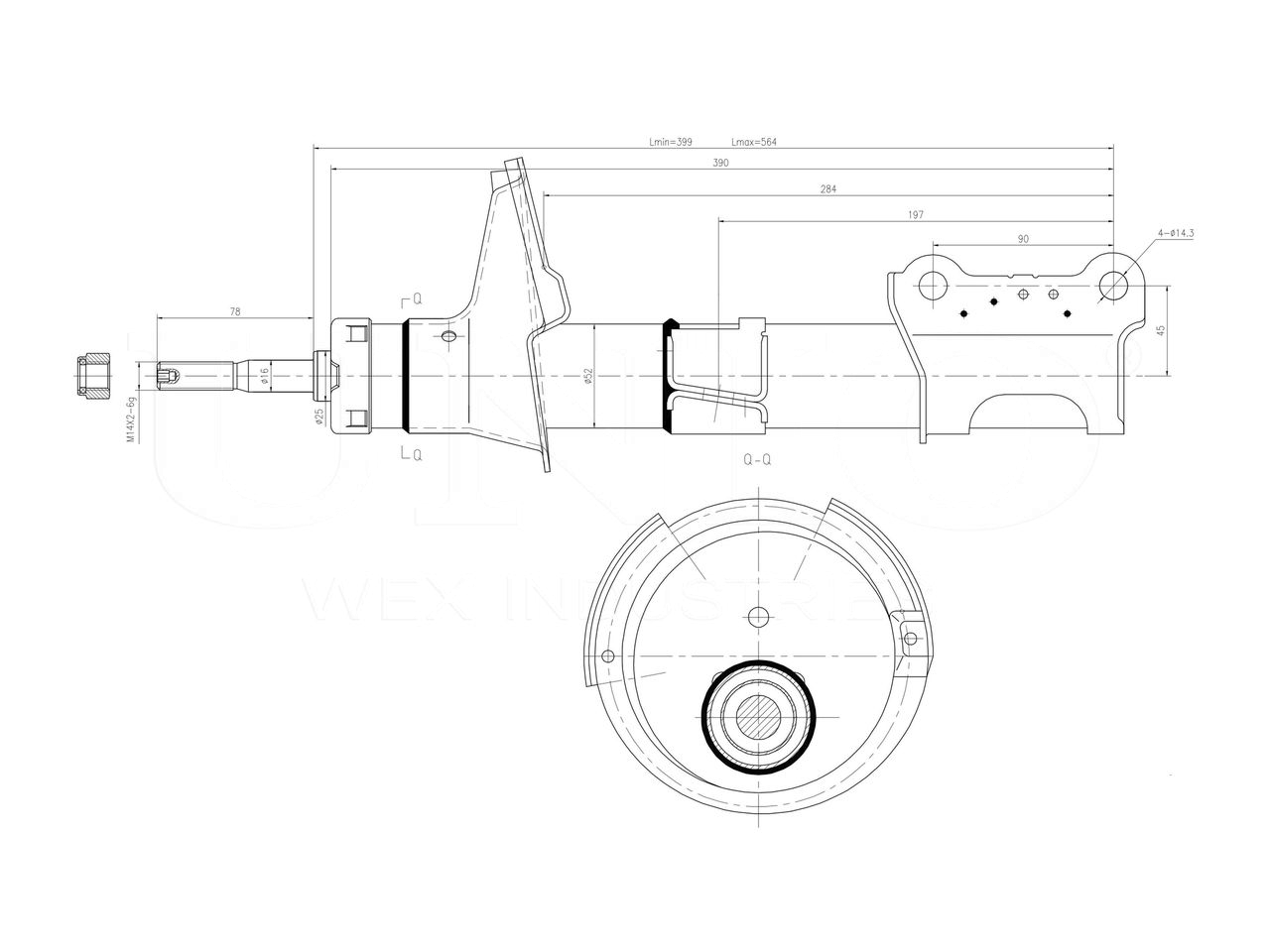 UNIO SAB-10701 (30776718 / 31200416 / 3127787) амортизатор газовый передней подвески Volvo (Вольво) xc90 02-