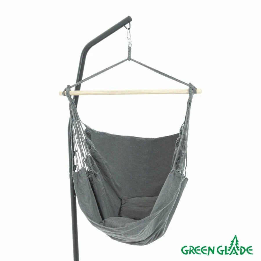 Гамак Green Glade G-058, хлопок, каркасный, 150x130x150см, серый, до 150кг