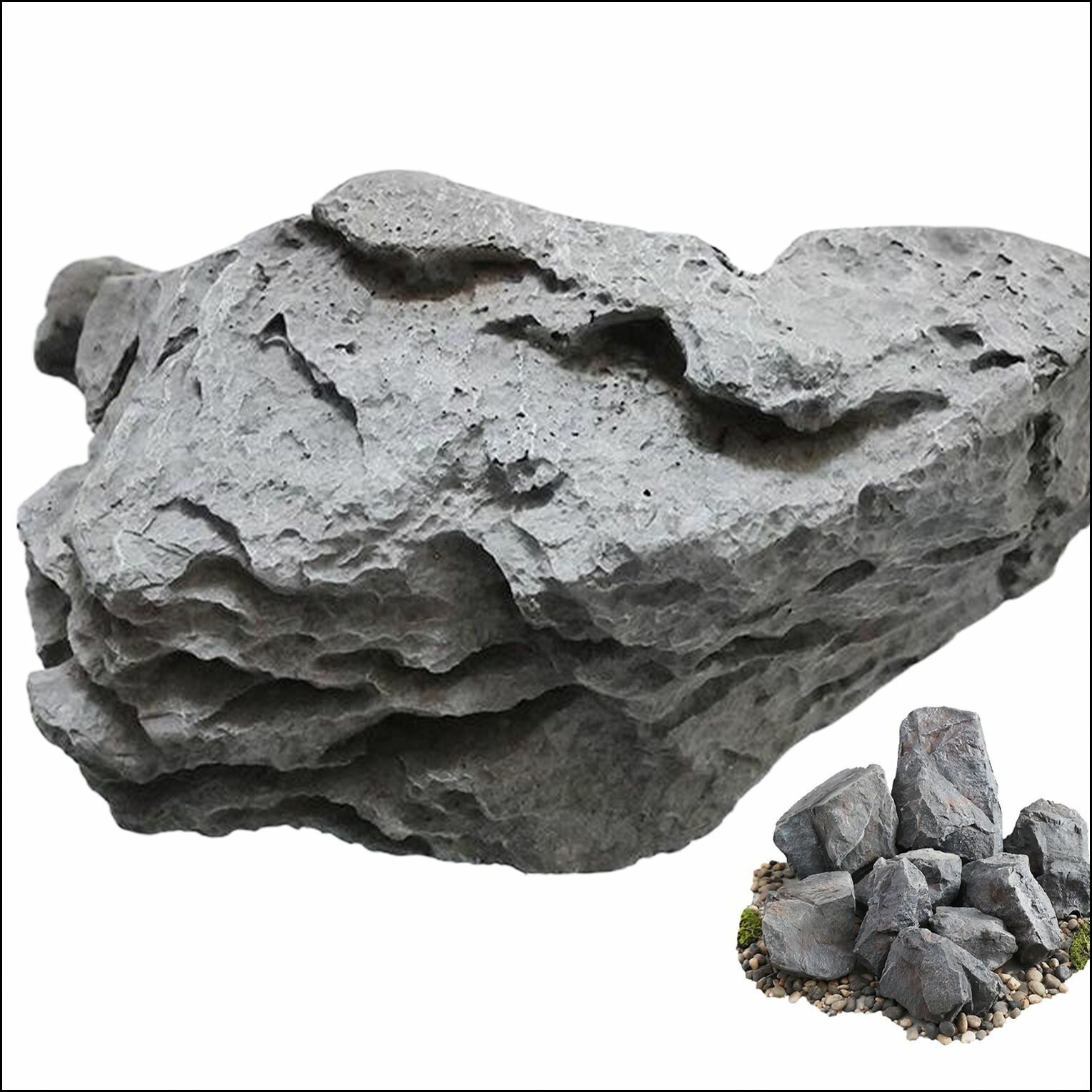 Искусственные камни, 53x37x21 см, для сада, декоративные, реалистичные, серые, голубые