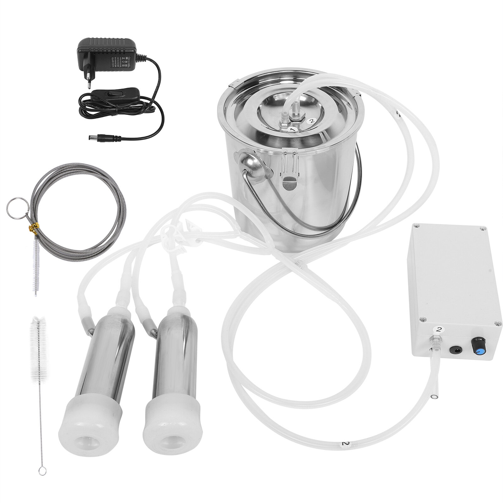 Электрический доильный аппарат 3 л для крупного рогатого скота, портативный фермерский доильный аппарат, инструменты для доения на ферме, вилка 100‑240VEU