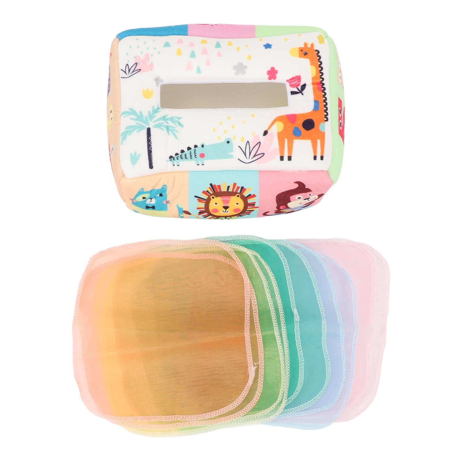 Мягкая игрушка-коробочка для салфеток, контрастная, для раннего развития, сенсорная игрушка из ткани, для малышей, младенцев, новорожденных и детей, лесные животные.