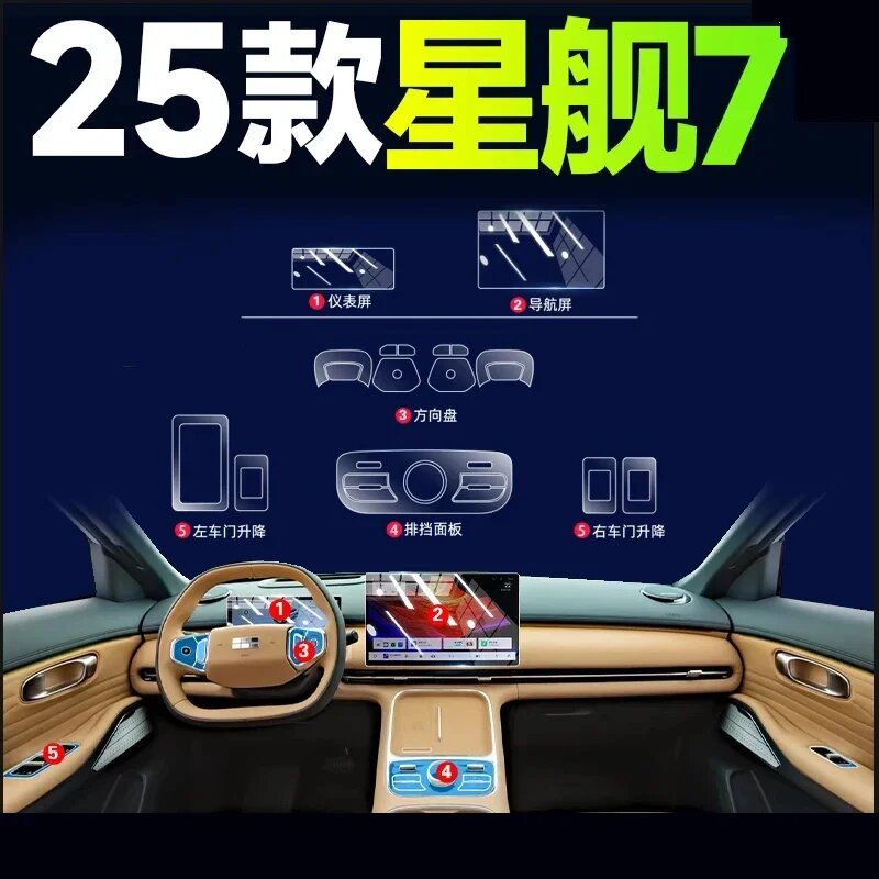 Прозрачная пленка из ТПУ для Geely Galaxy Starship 7 2025, наклейка для салона автомобиля, консоль, приборная панель, защитная пленка для экрана, автомобильные аксессуары Left Driver Seat