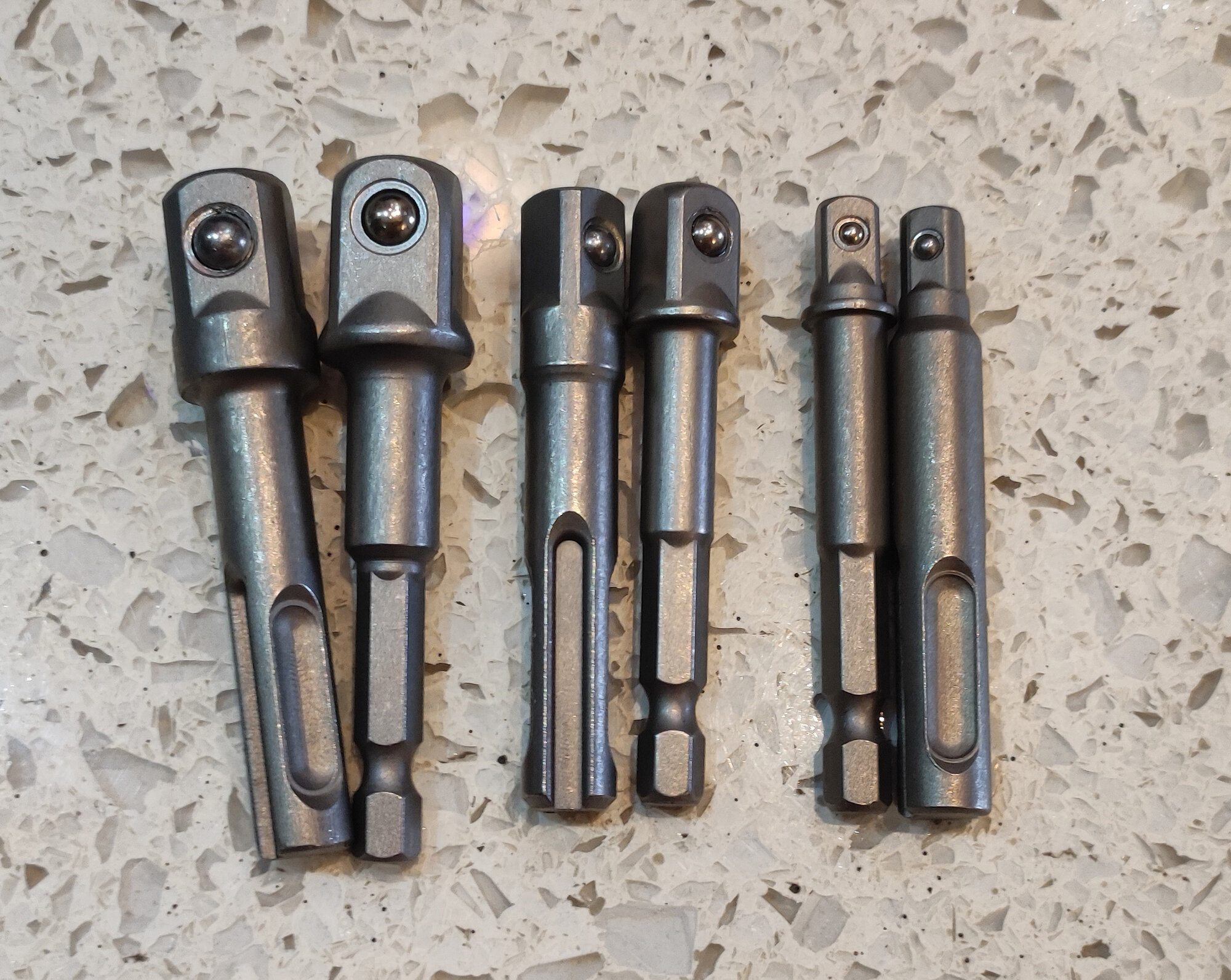 Адаптеры для головок 1/4" 3/8" 1/2" на перфоратор SDS+ и на шуруповерт (набор 6 шт.)