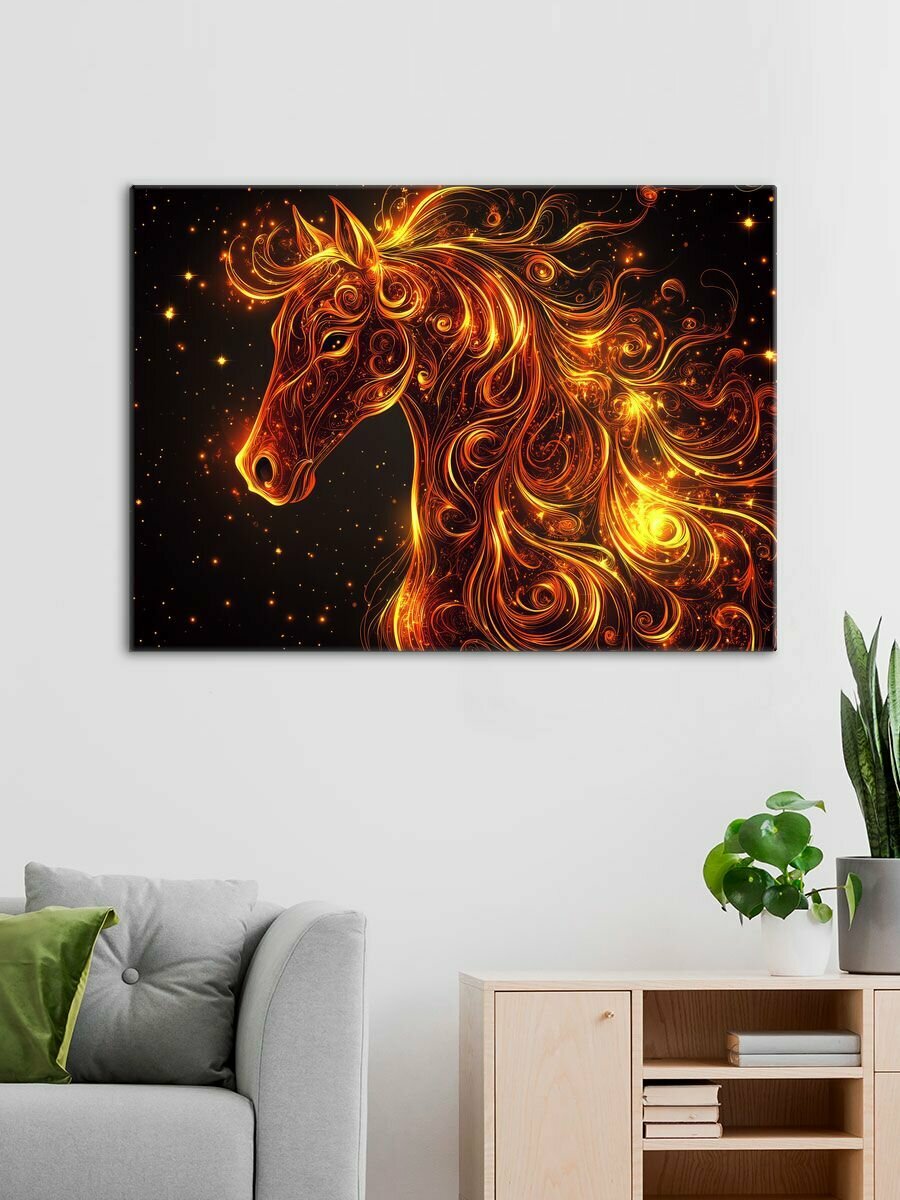Картина на стену "Красная огненная лошадь", 30х40 см