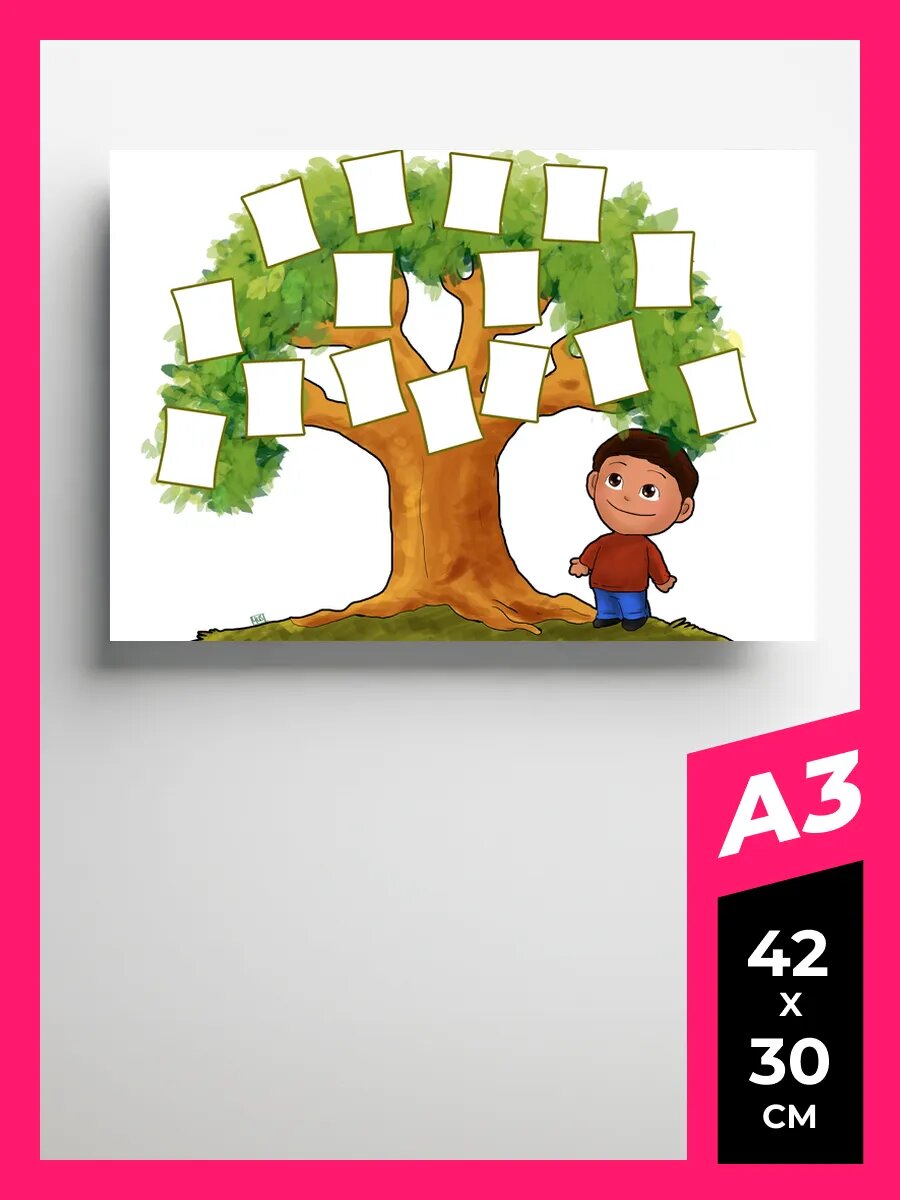 Плакат Семейное древо Постер 18 A3, матовая фотобумага премиум качества