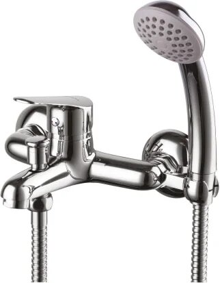 Смеситель для ванны с душем Lemark Partner LM6552C с душевым гарнитуром, настенный, однорычажный, хром, глянцевый, латунный, с керамическим картриджем