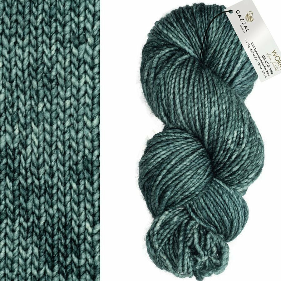 Пряжа Gazzal WORM 3863 мор. волна (3 мотка)