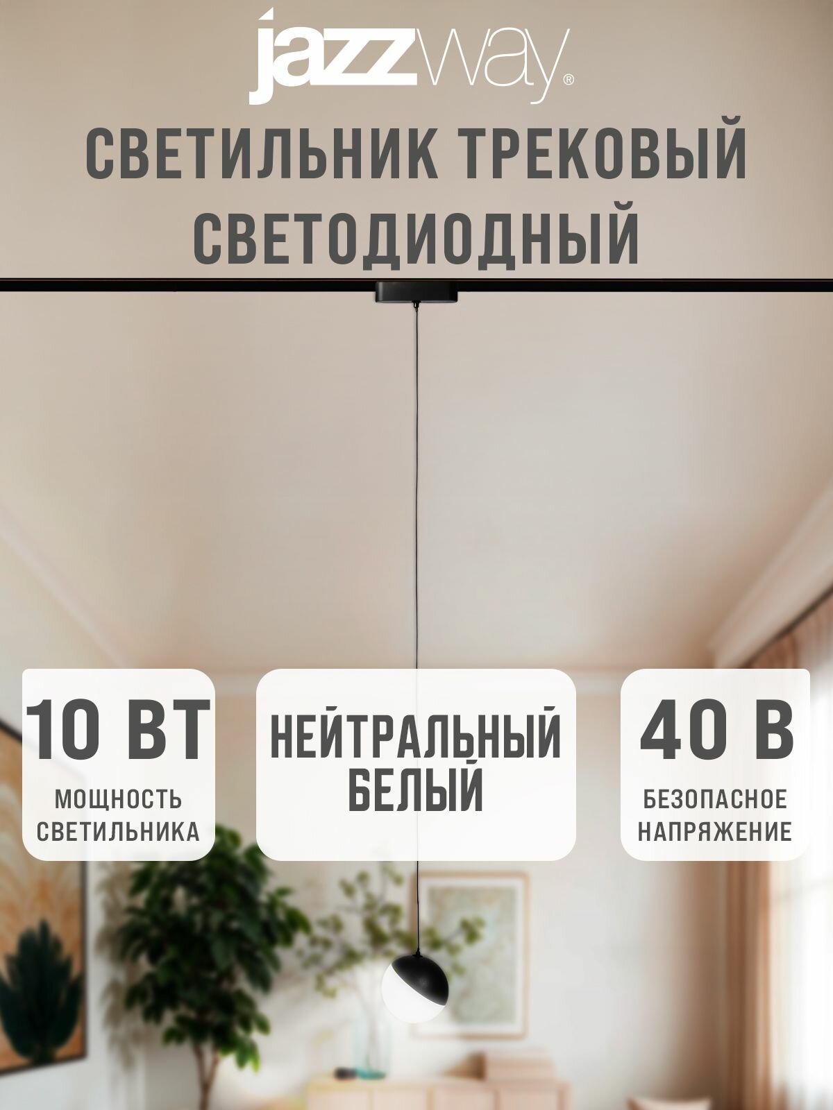 Светильник Jazzway MTR16, трековый, LED, металл, черный, 10 Вт