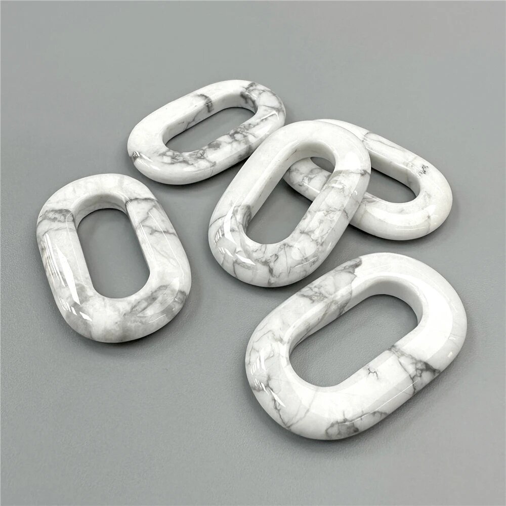 Набор подвесок из натурального камня 25x40 мм Белый, White Howlite