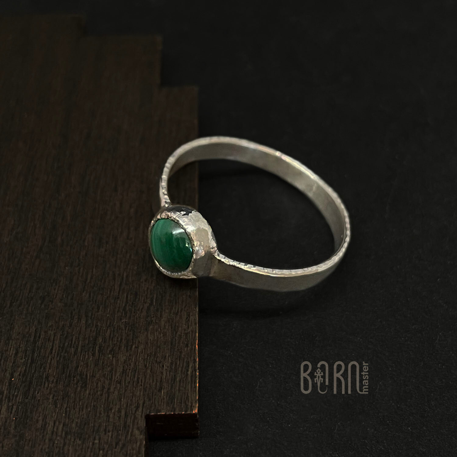 Перстень, серебро, 925 проба, малахит