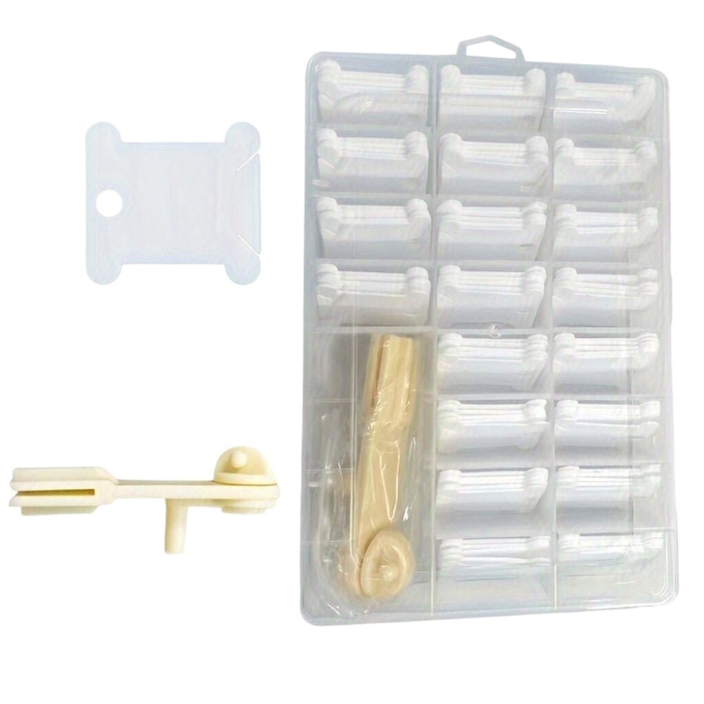 200 штук Белых Бобин для Вышивания Мулине С Пластиковыми Органайзерами для Ниток и Устройством для Намотки Бобин Крестиком
