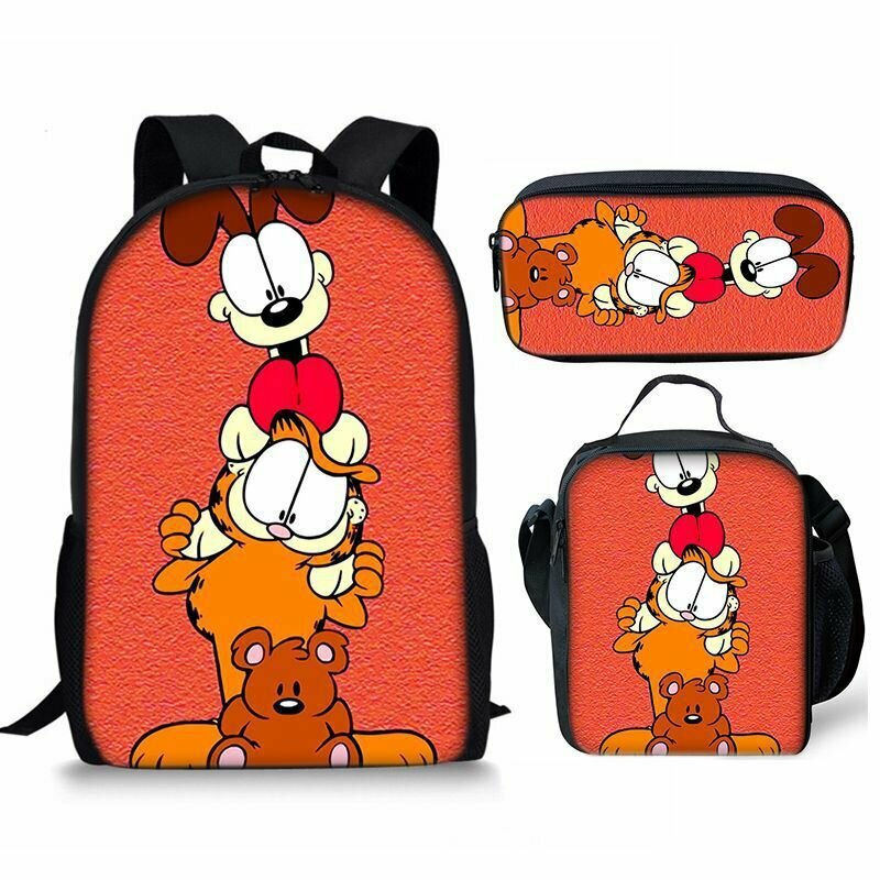 Набор из трех предметов с котом Гарфилдом, сумка-карандаш, студенческий детский рюкзак, универсальный Amazon