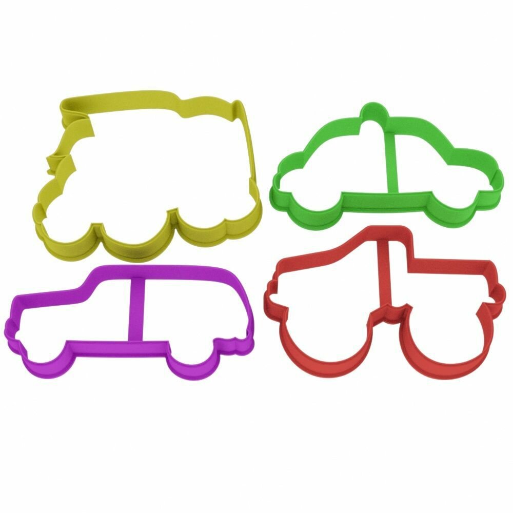 Формочки для печенья и пряников Автомобили, набор 4 шт.