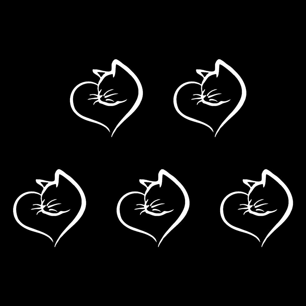 Creative Cats &Heart Pattern Car Sticker Reflective Safety Decal Strong PVC Decal for Vehicle Glass Night Driving