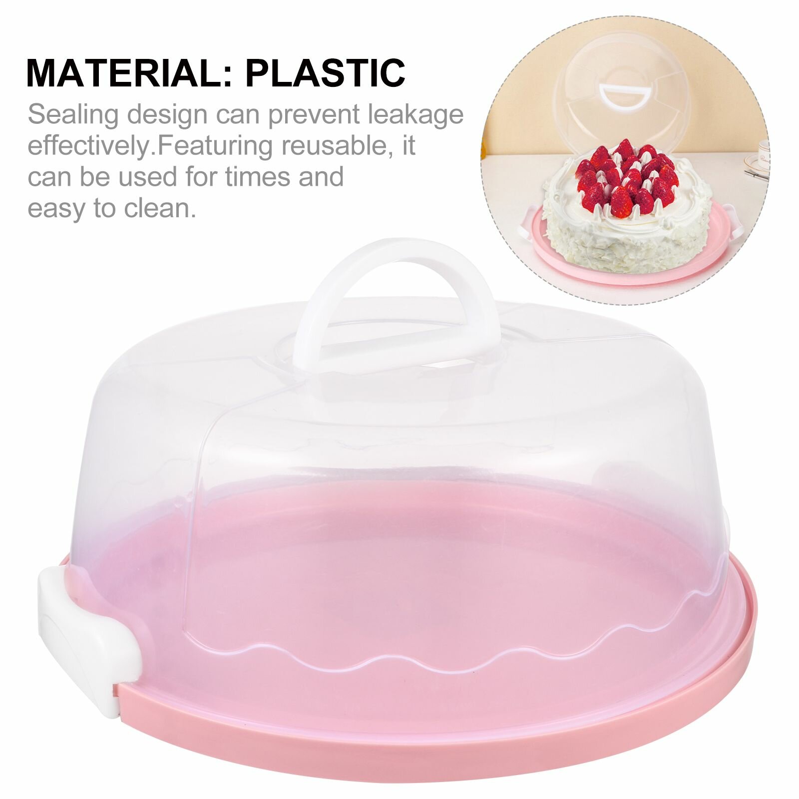 Прозрачная пластиковая коробка для торта с ручкой 10 дюймов для хранения десертов