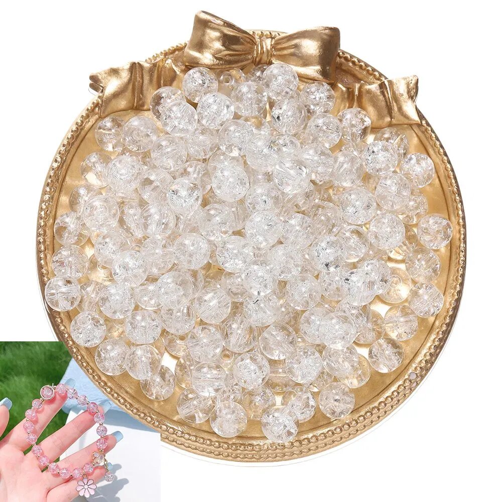 Бусины стекло Битое стекло ассорти 7*8 мм 50шт, белый.