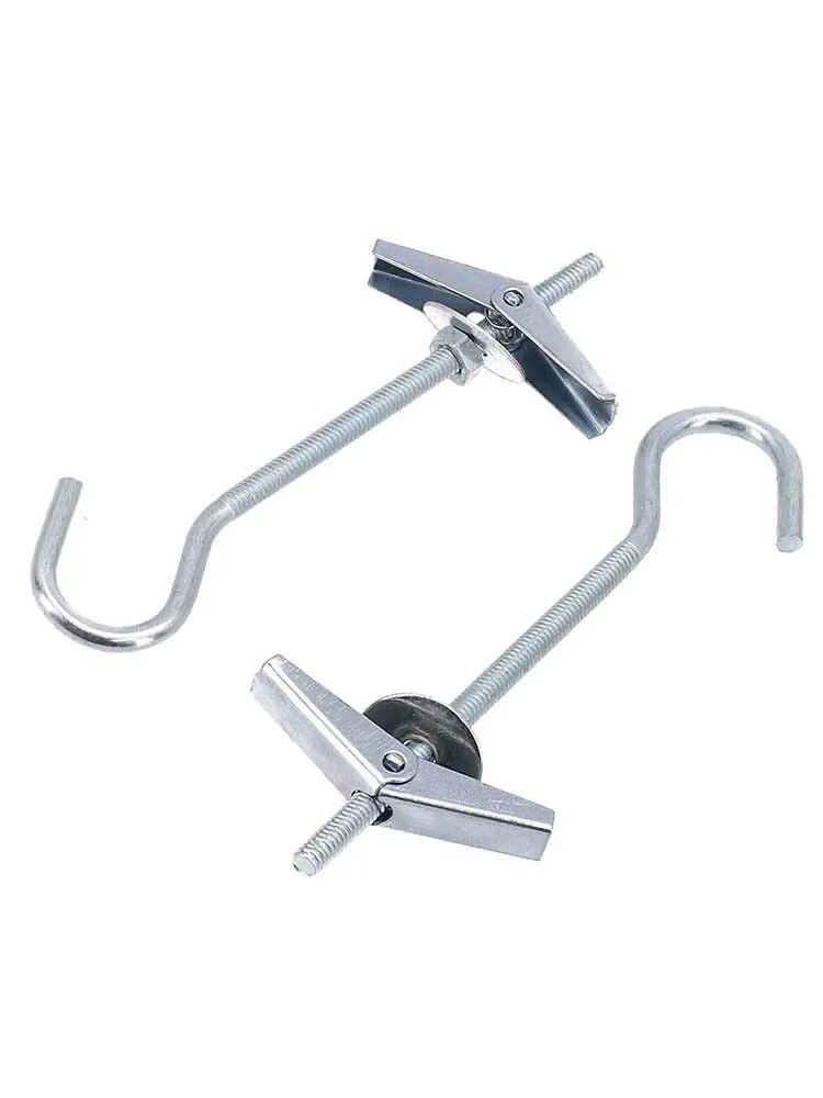 Комплект из 2 крючков для подвесных растений, серебристо-белый, для подвешивания на потолке.