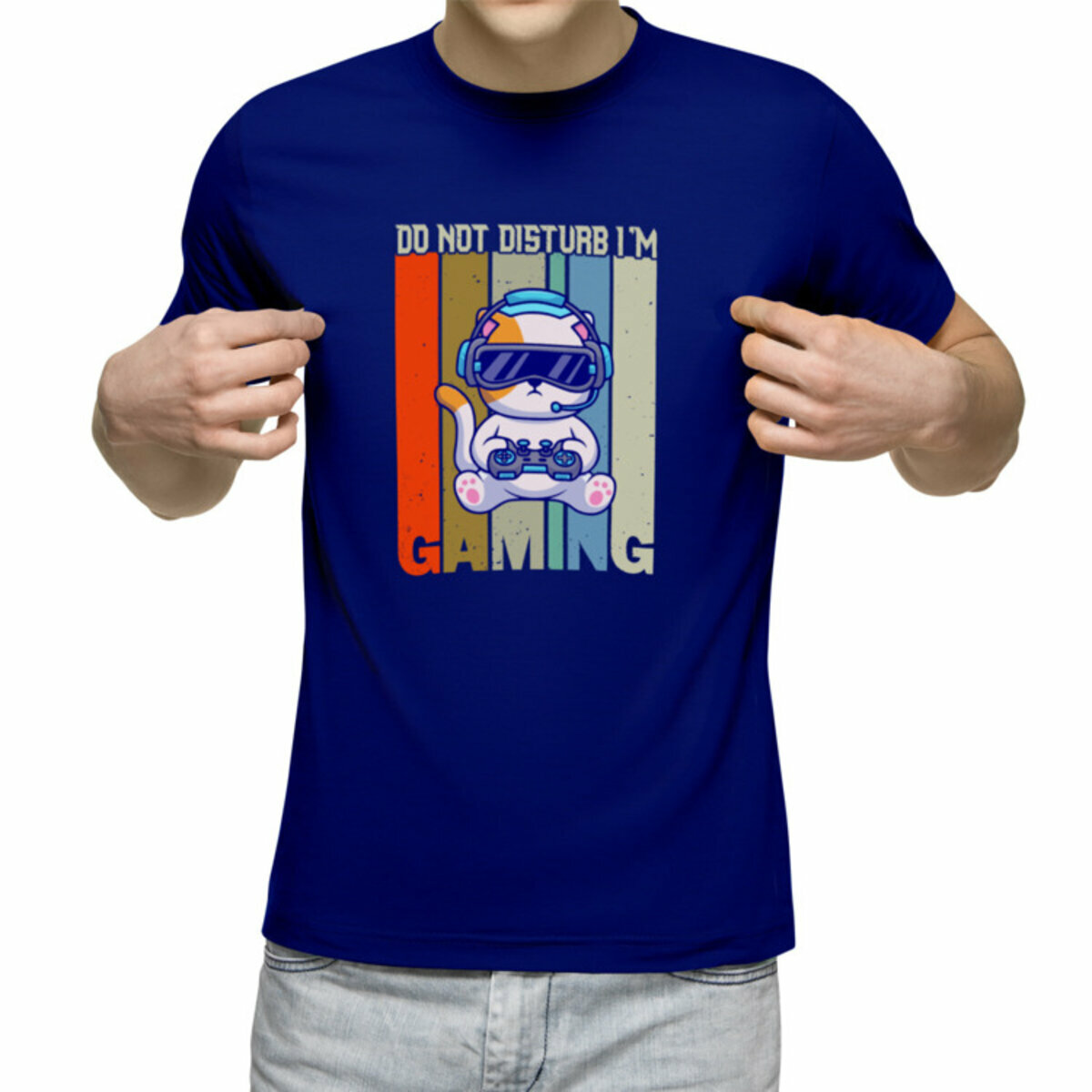 Мужская футболка «Не беспокоить я играю» (синий, 2XL)