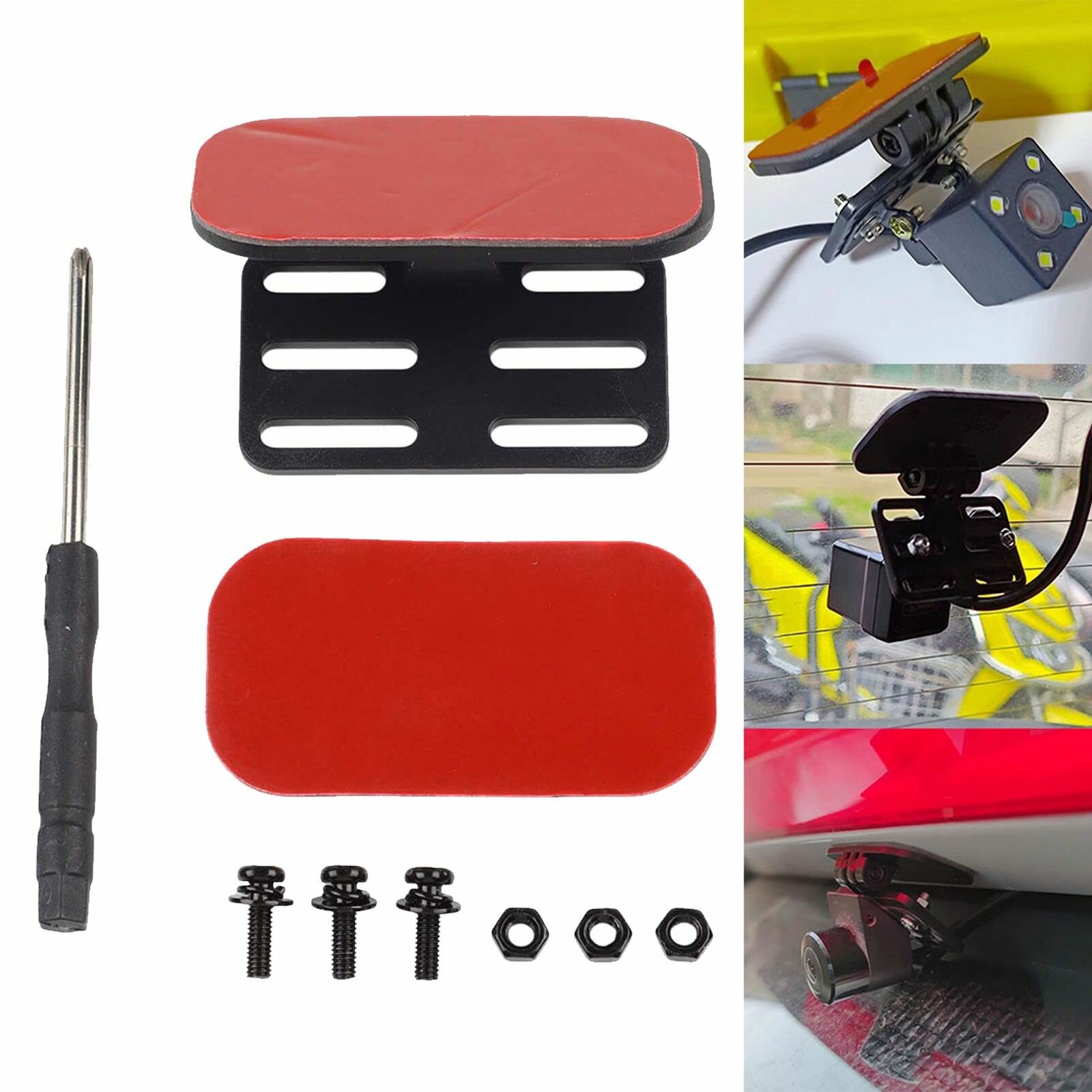 Кронштейн для задней камеры автомобиля, крепление на приборную панель и зеркало заднего вида, черно-красный, с крепежом