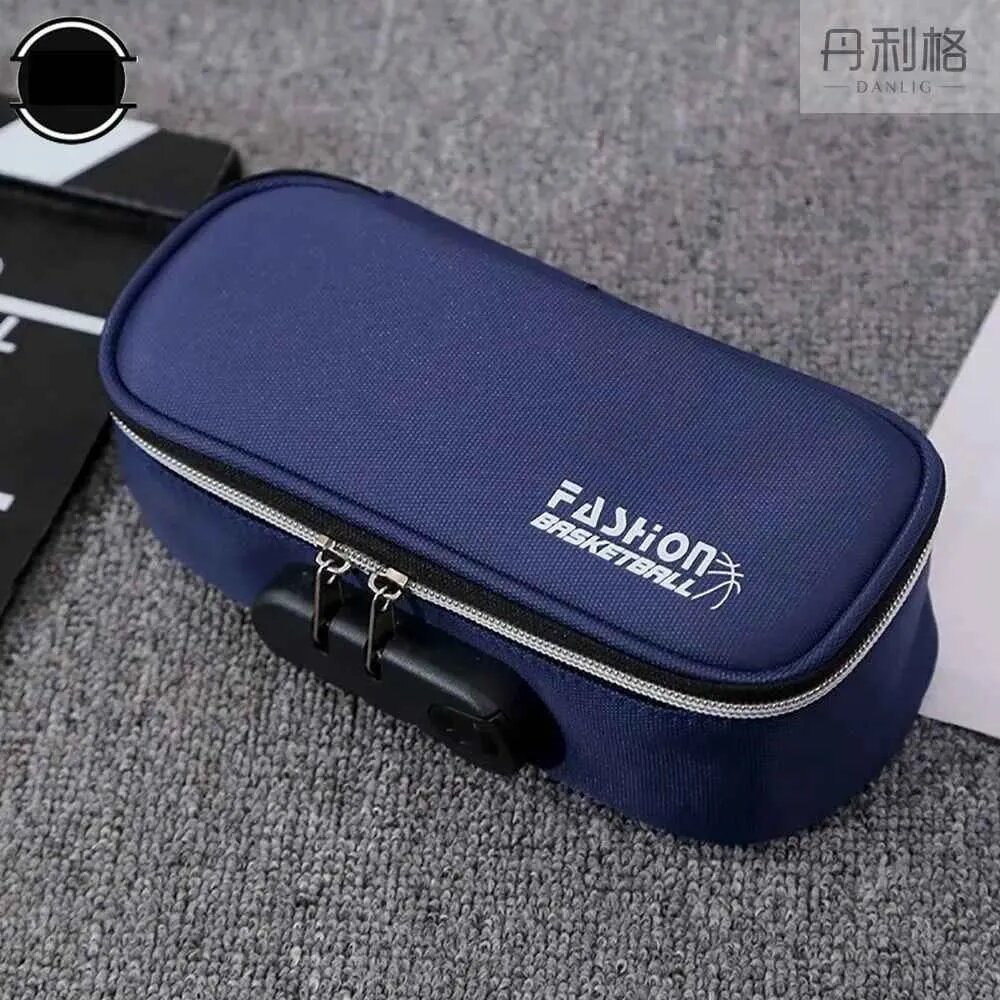 Пенал Lizhifan с кодовым замком темно-синий для школы, прямоугольный, 1 шт