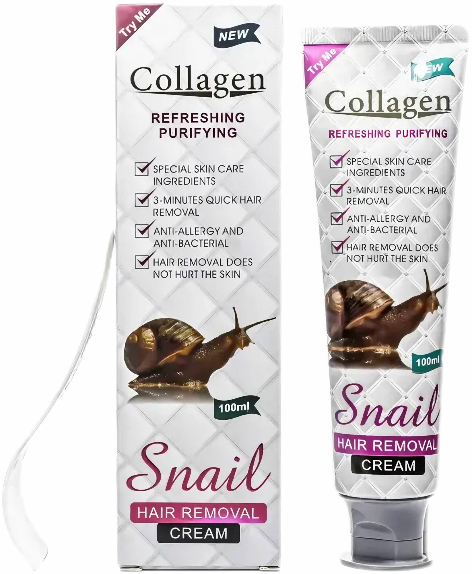 Крем обогащенный коллагеном и муцином улитки для удаления волос 100 мл