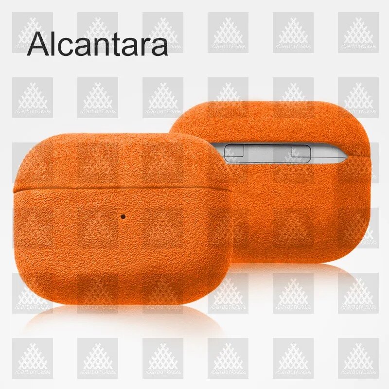 Кожаный чехол Alcantara для AirPods 3 4 Pro AirPods 4, Orange