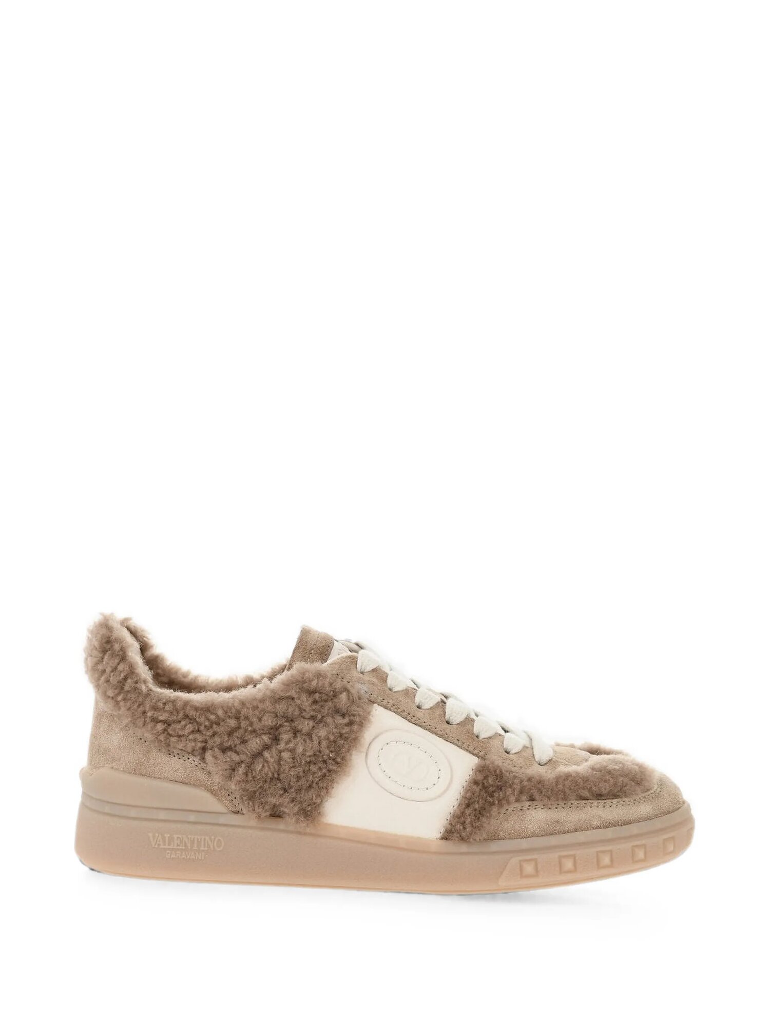 Кроссовки Valentino Shearling-trim sneakers