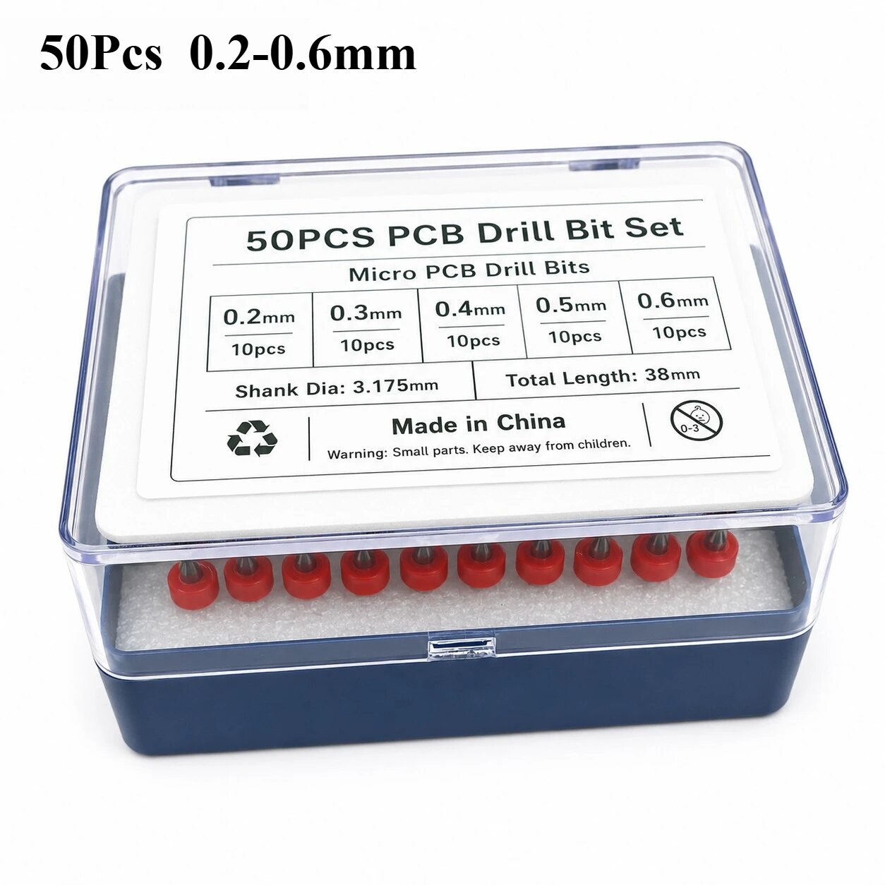 Набор сверл для PCB 50шт, 0.2-0.6мм