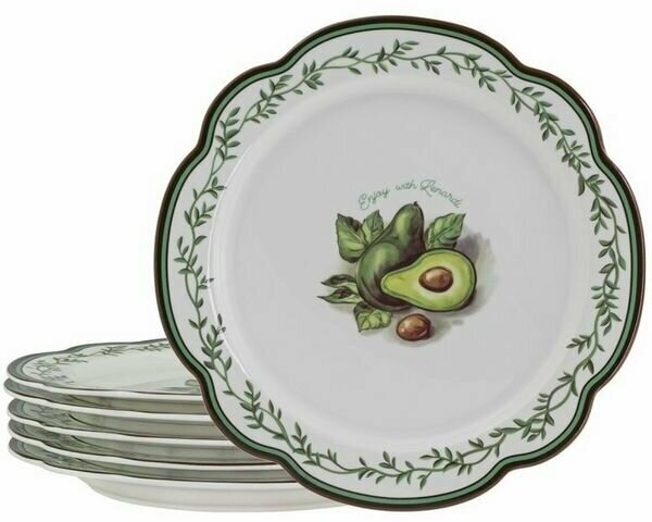 Тарелки, набор 6 штук / Авокадо, Lenardi / фарфор, 21 см