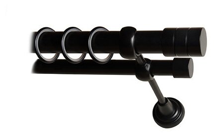 Карниз металлический Астория, 2-рядный, гладкий, D-25/16 мм, цвет черный, 2,8 м.