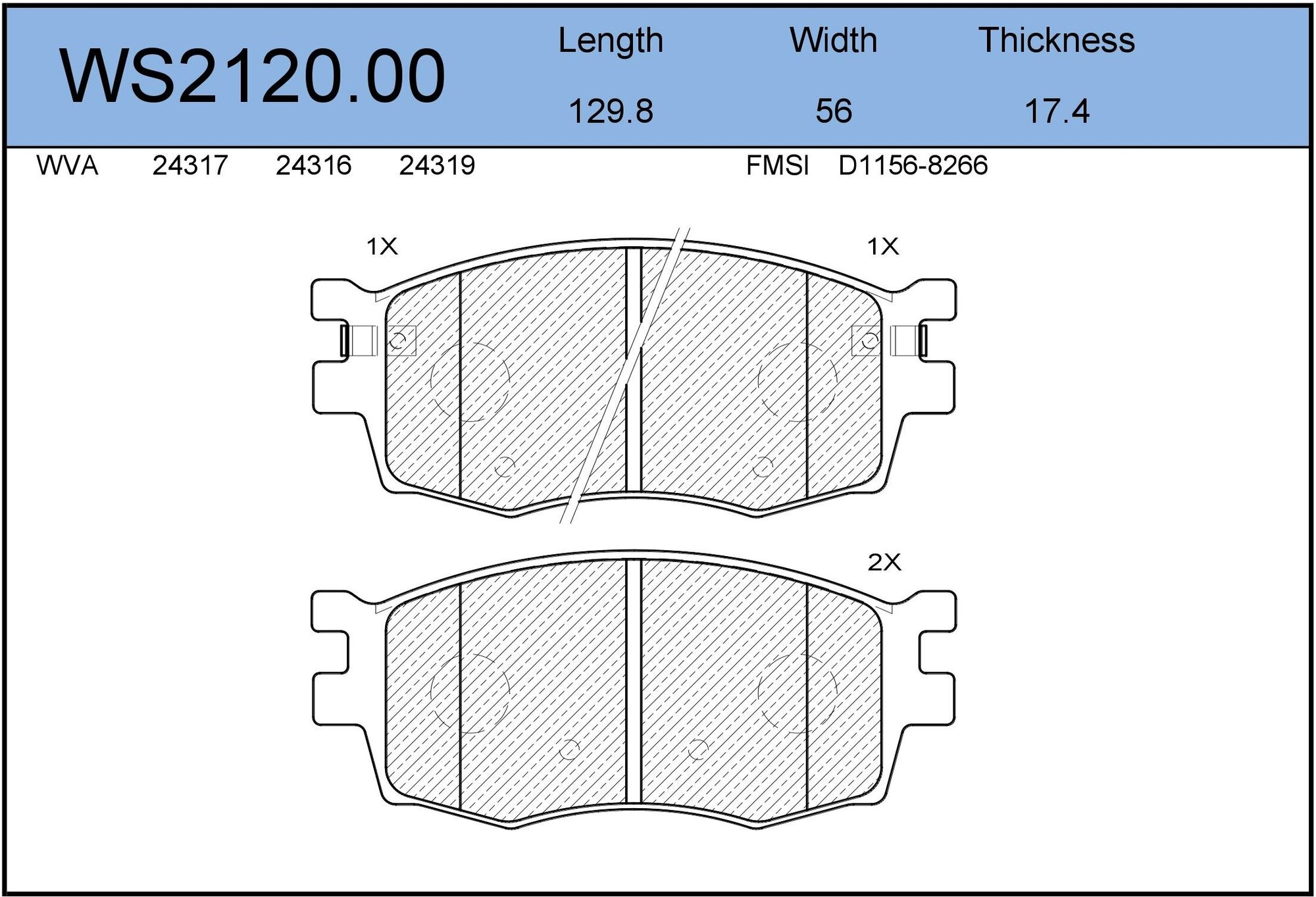 Колодки тормозные дисковые перед JEENICE WS2120.00