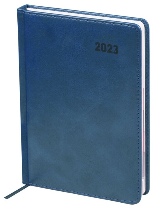 Ежедневник датированный 2023г. с вырубкой, А5, 176л, кожзам, OfficeSpace "Vesper Index", синий И