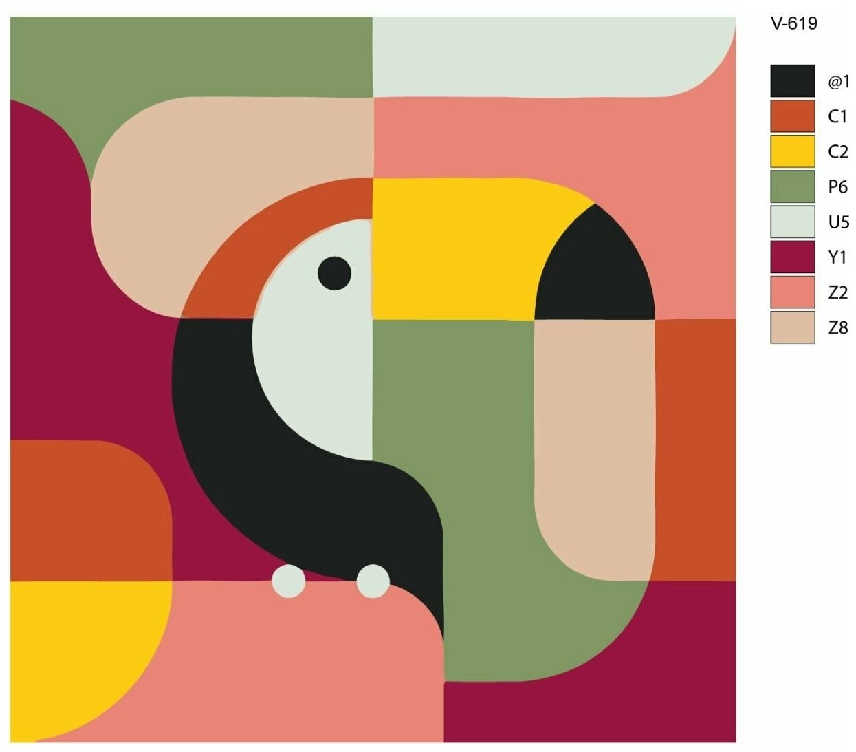 Картина по номерам V-619 "Тукан арт", 40x40 см