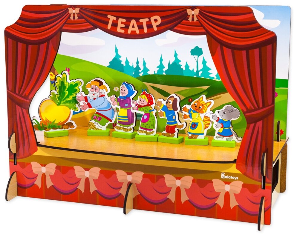 Игровой Кукольный Театр Alatoys "3 Сказки в 1", дерево, для детей 3+ лет