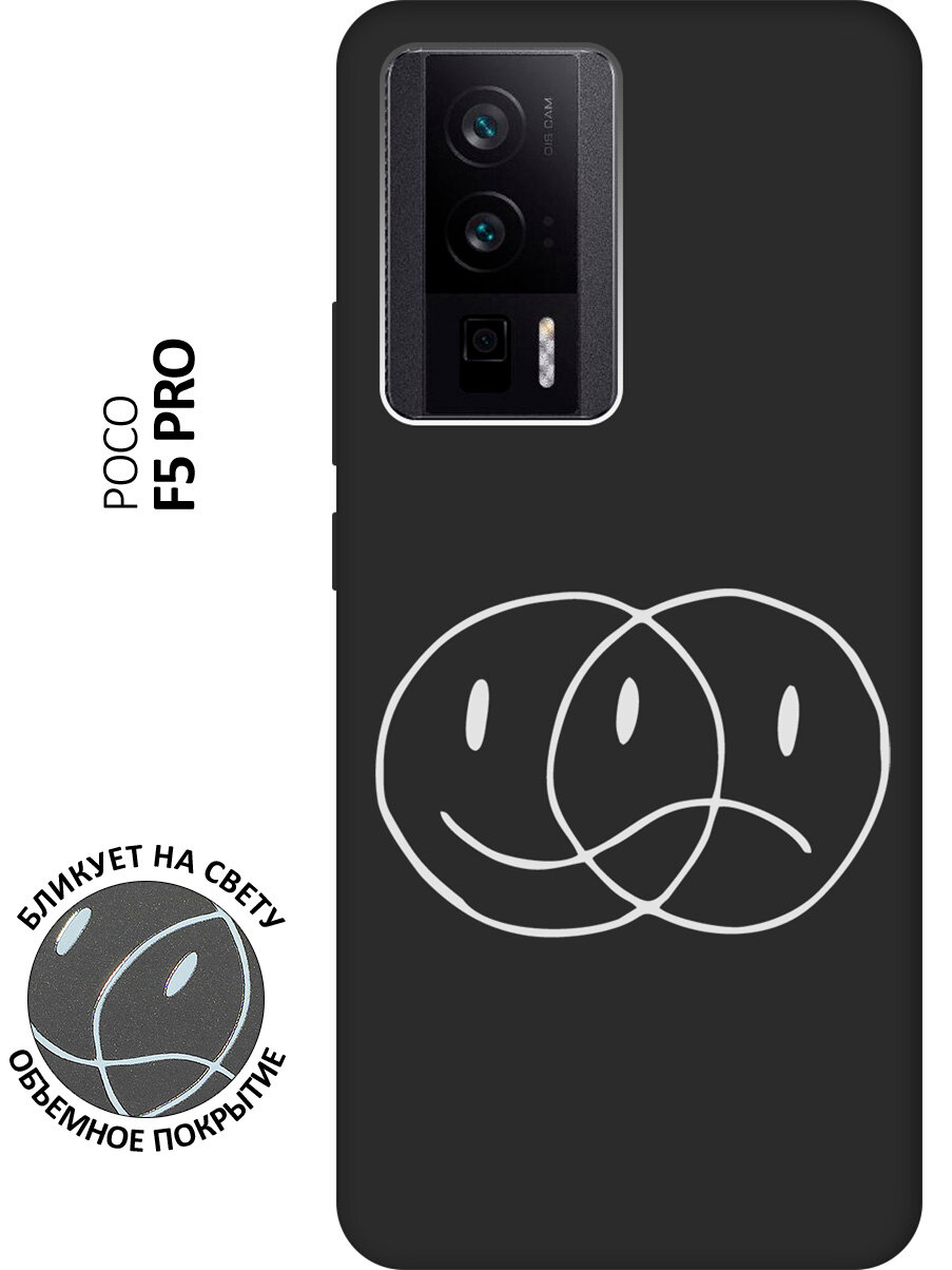 Матовый чехол Two Faces W для Poco F5 Pro / Поко Ф5 Про с 3D эффектом черный
