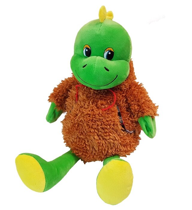 Мягкая игрушка-конфетница для подарков и конфет 1300 г "Дракончик в полушубке с капюшоном"